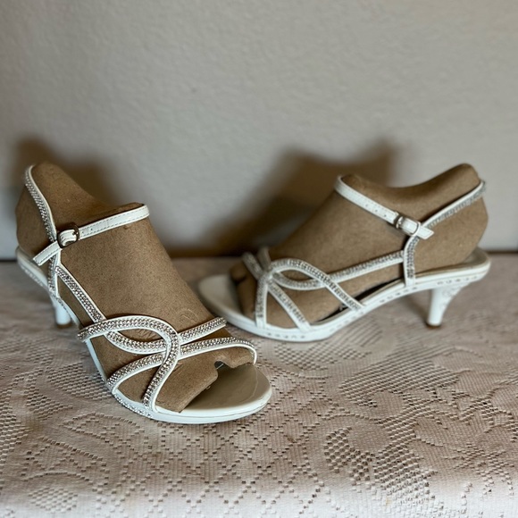 Silver Slipper | Shoes | Blingy Bright White Strappy Sandals ...
